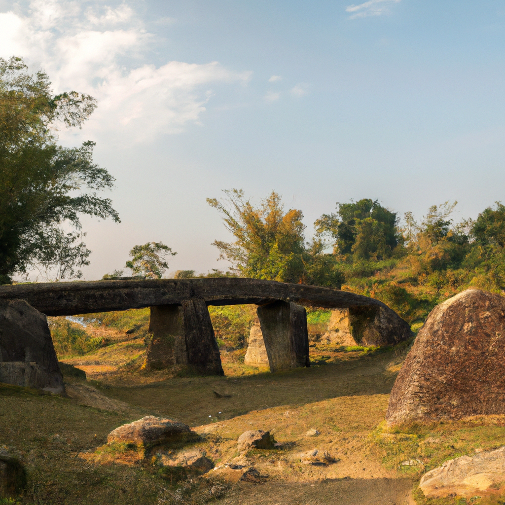 Megalithic Bridge known as Thulum-wi between Jowai and Jarain, Maput ...
